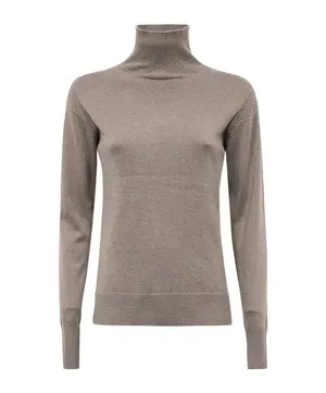 YVES SALOMON High-neck Ribbed Knit Sweater