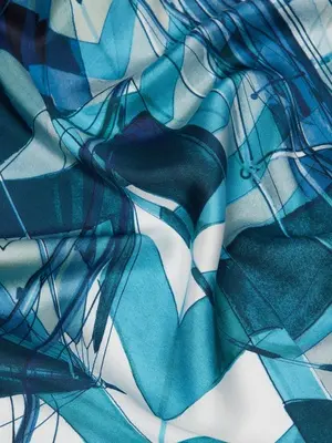 Max Mara Printed Silk Foulard Sky Blue