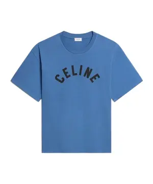 Celine T-shirt In Cotton Jersey - Denim Blue/black