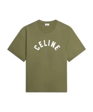 Celine T-shirt In Cotton Jersey - Khaki/off-white