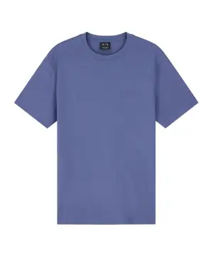 Armani Exchange Regular Fit Cotton T-shirt With A Chest Logo Essential - Light Blue