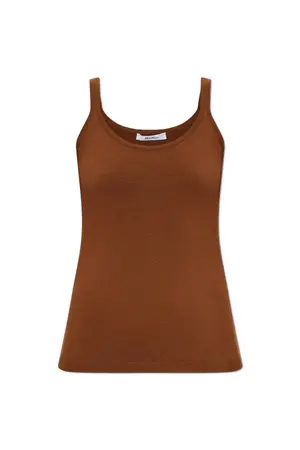 Max Mara Max Mara Sleeveless Round Neck Vest Leather Brown