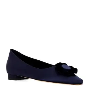Manolo Blahnik Square-toed Ballet Flats With Ruffle Detail