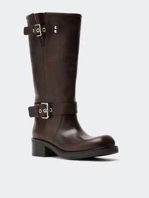 Max Mara Leather Biker Boots