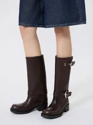 Max Mara Leather Biker Boots