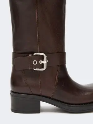 Max Mara Leather Biker Boots