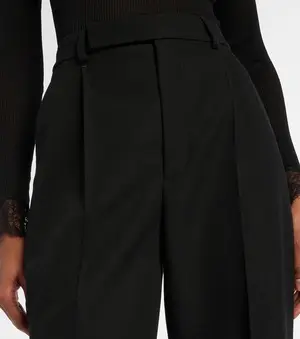 Saint Laurent Pleated Virgin Wool Straight Pants