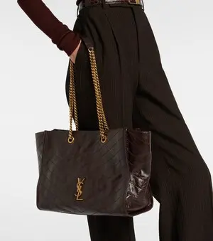 Saint Laurent Niki East West Large Leather Tote Bag - Black