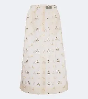 Simone Rocha Embroidered Tulle Midi Skirt