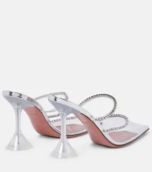 Amina Muaddi Gilda Embellished Pvc Mules