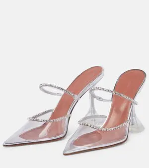 Amina Muaddi Gilda Embellished Pvc Mules