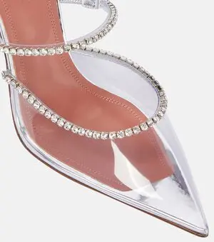 Amina Muaddi Gilda Embellished Pvc Mules