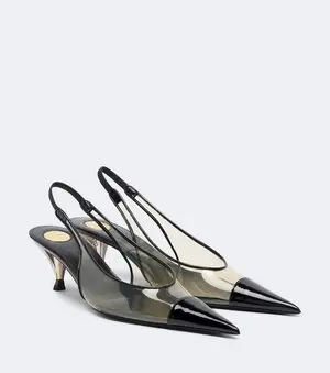 Saint Laurent Leather-trimmed Slingback Pumps - Black