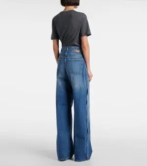 Stella McCartney Mid-rise Wide-leg Jeans In Raw Denim