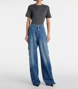 Stella McCartney Mid-rise Wide-leg Jeans In Raw Denim