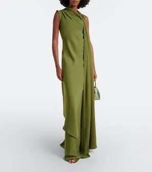 MARMAR HALIM Draped Scarf-detail Bustier Gown
