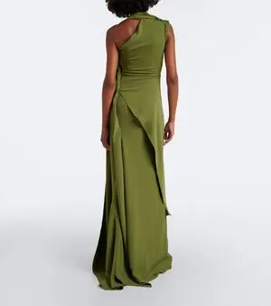MARMAR HALIM Draped Scarf-detail Bustier Gown