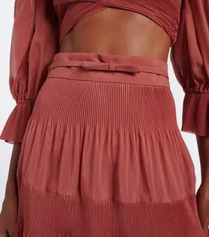 Zimmermann Pleated Tiered Midi Skirt