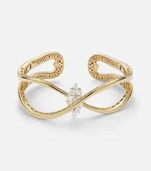 Yeprem 18kt Yellow And White Diamond Cuff Bracelet