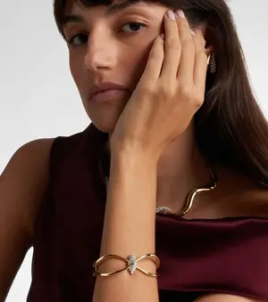 Yeprem 18kt Yellow And White Diamond Cuff Bracelet