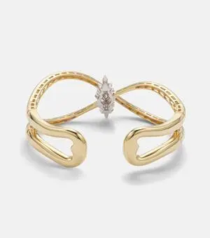Yeprem 18kt Yellow And White Diamond Cuff Bracelet