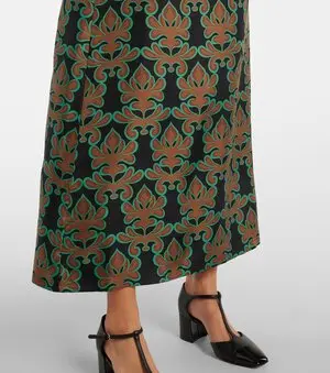 La DoubleJ Swing Printed Silk Twill Midi Dress