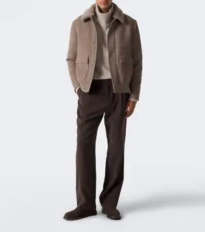 Canali Shearling-trimmed Wool And Cashmere Jacket