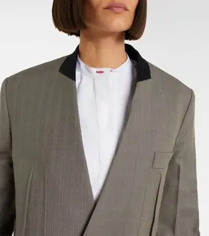 Victoria Beckham Herringbone Virgin Wool Blazer