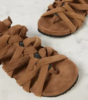 Brunello Cucinelli Suede Strappy Sandals With Buckle Fastening