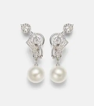 Yeprem Pearlescent 18kt White Gold Earrings With Diamonds And Pearls - Silver