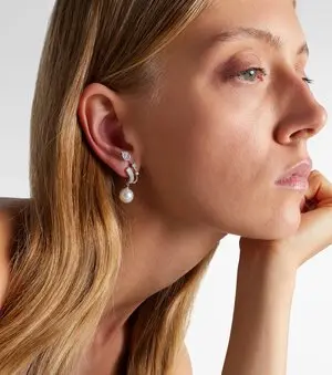 Yeprem Pearlescent 18kt White Gold Earrings With Diamonds And Pearls
