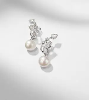 Yeprem Pearlescent 18kt White Gold Earrings With Diamonds And Pearls