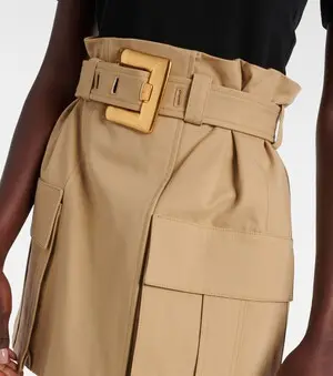 Balmain Belted Cotton Gabardine Miniskirt