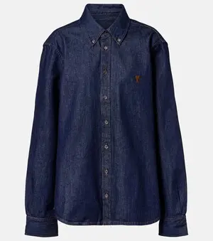 AMI Paris De Coeur Denim Shirt - Blue