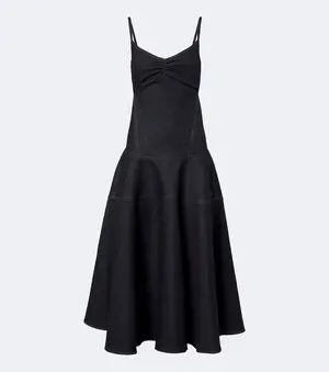Jacquemus Pina De-nîmes Gathered Denim Midi Dress
