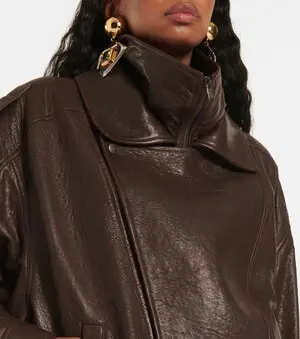 Saint Laurent Oversized Leather Bomber Jacket