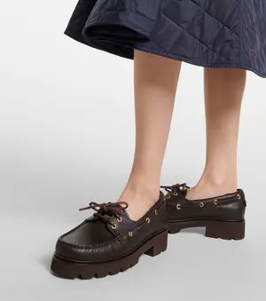 GIANVITO ROSSI Olonne Leather Boat Shoes