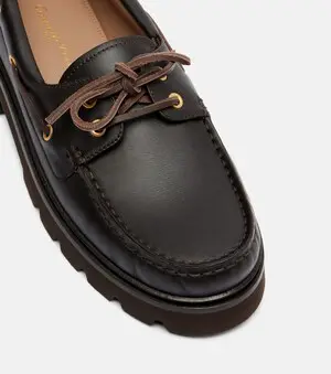 GIANVITO ROSSI Olonne Leather Boat Shoes