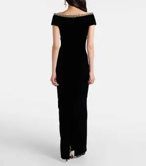 Roland Mouret Embellished Velvet Gown