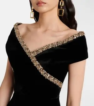Roland Mouret Embellished Velvet Gown