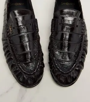 Saint Laurent Cassandre Croc-effect Leather Loafers