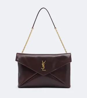 Saint Laurent Cassandre Large Leather Shoulder Bag - Brown