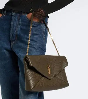 Saint Laurent Cassandre Large Leather Shoulder Bag - Green