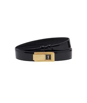 Saint Laurent Cassandre Patent Leather Belt - Black