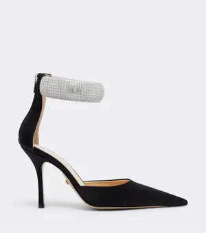 Mach & Mach Embellished Satin Pointed Toe Pumps