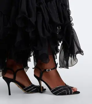 Mach & Mach Embellished Mesh Pointed Toe Stiletto Sandals
