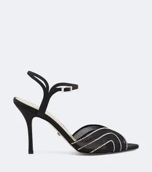 Mach & Mach Embellished Mesh Pointed Toe Stiletto Sandals