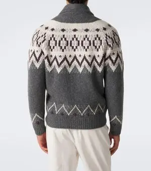 Eleventy Cashmere And Silk Jacquard Cardigan
