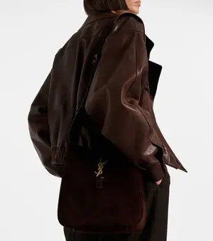 Saint Laurent Le 5 À 7 Large Suede Shoulder Bag - Brown