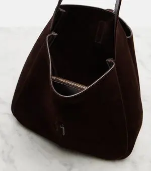 Saint Laurent Le 5 À 7 Large Suede Shoulder Bag - Brown
